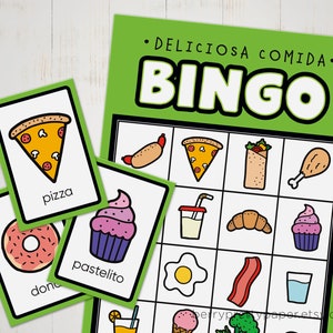 Bingo in Spanish for Kids Food Version - Bingo Game to Learn Spanish ...