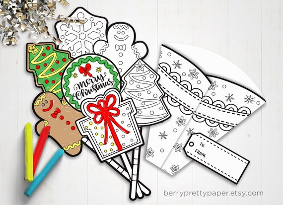 Printable Christmas Card Christmas Coloring Pages for Kids | Etsy