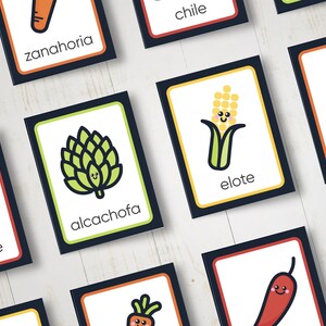Spanish Vegetable Flash Cards for Kids - Print, Cut and Learn Spanish ...