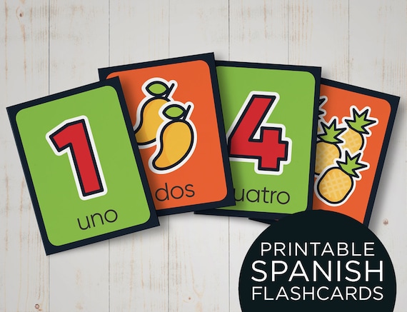 Spanish flashcards to learn numbers 9 to 0 for Kids Print | Etsy