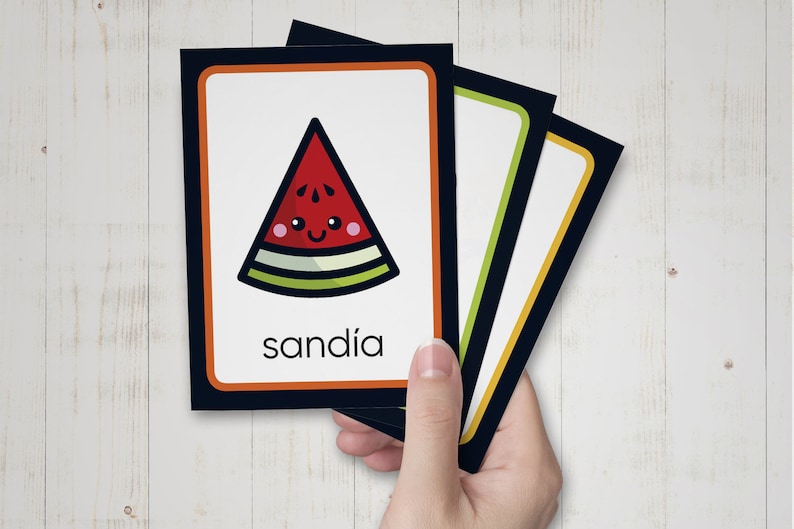 Spanish Fruit Flash Cards for Kids Learn Spanish Flashcards - Etsy