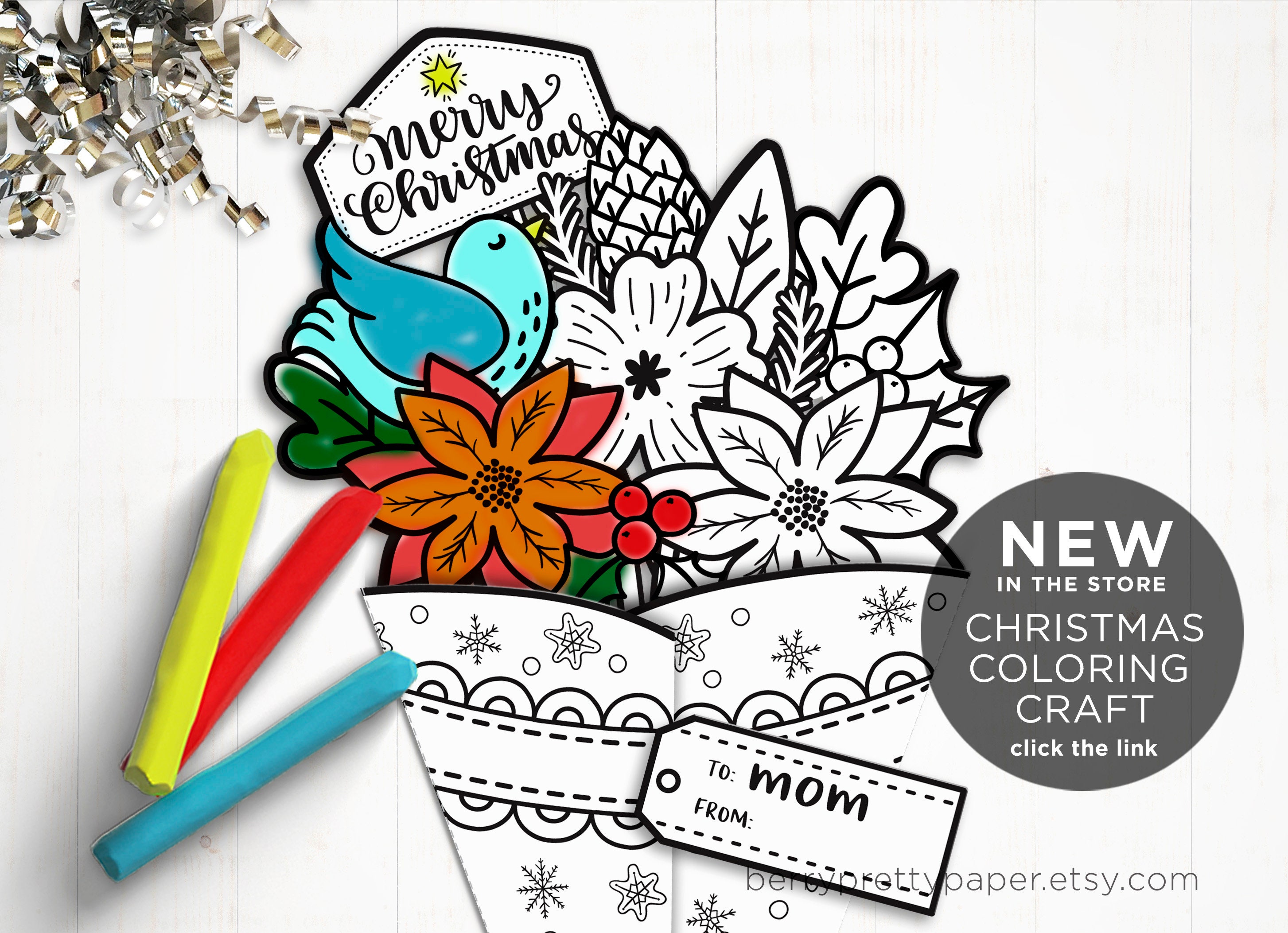 Printable Mothers Day Coloring Card - Bouquet Card for Mom - Fun ...