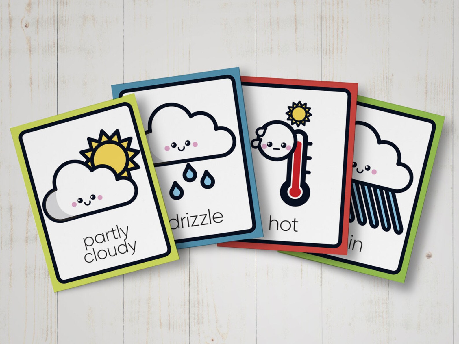 20 Weather Flashcards for Kids / Print, Cut and Learn Weather Flash ...