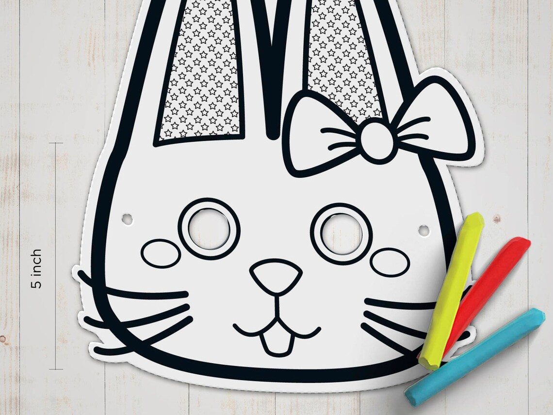 Rabbit Mask Easter Printable, Coloring Easter Bunny Mask, Easter Diy ...
