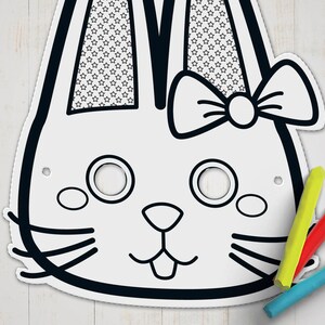 Rabbit Mask Easter Printable, Coloring Easter Bunny Mask, Easter Diy ...