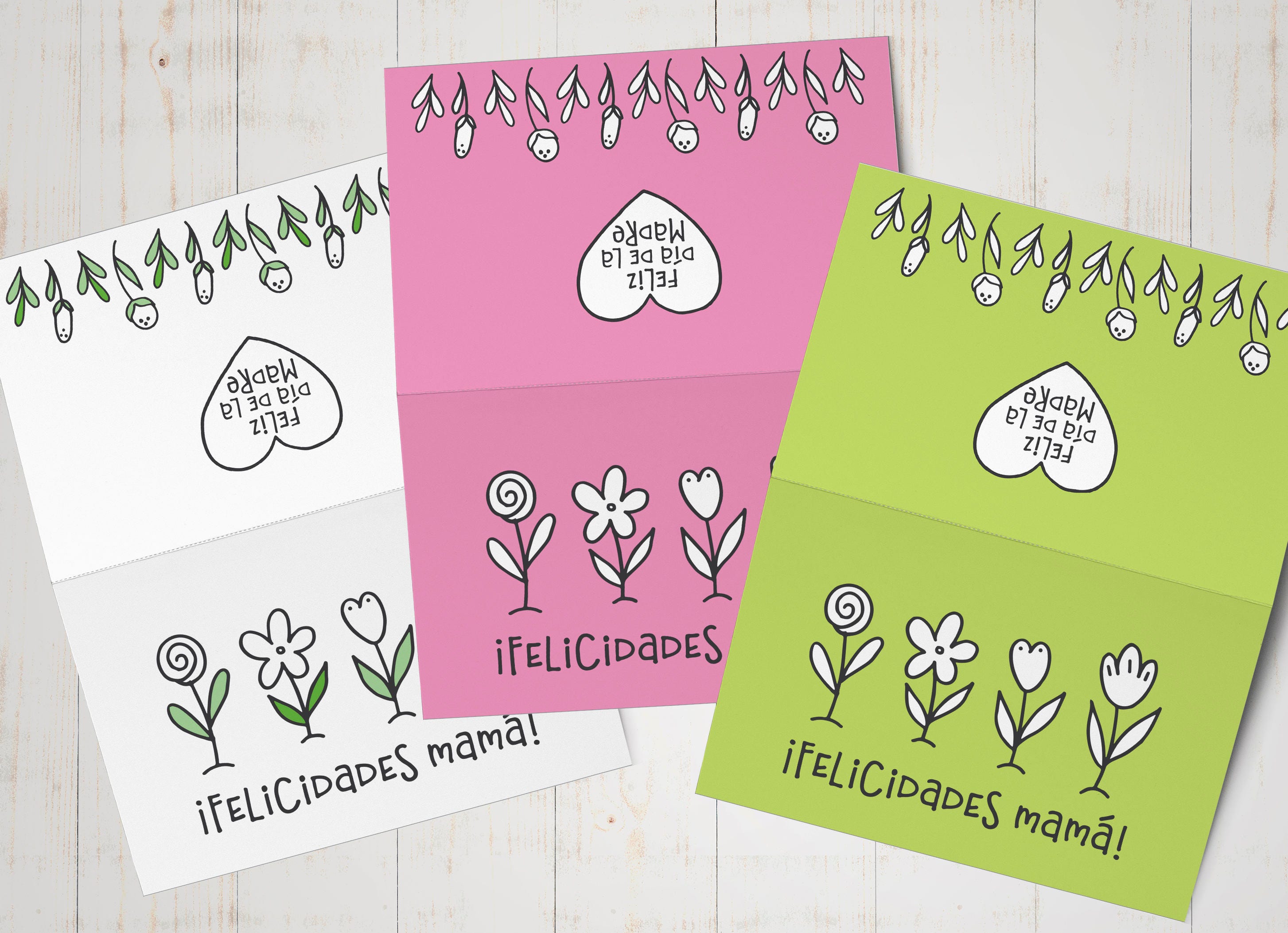 Dia De Las Madres Printable Card, Spanish Mothers Day Card, Set of ...