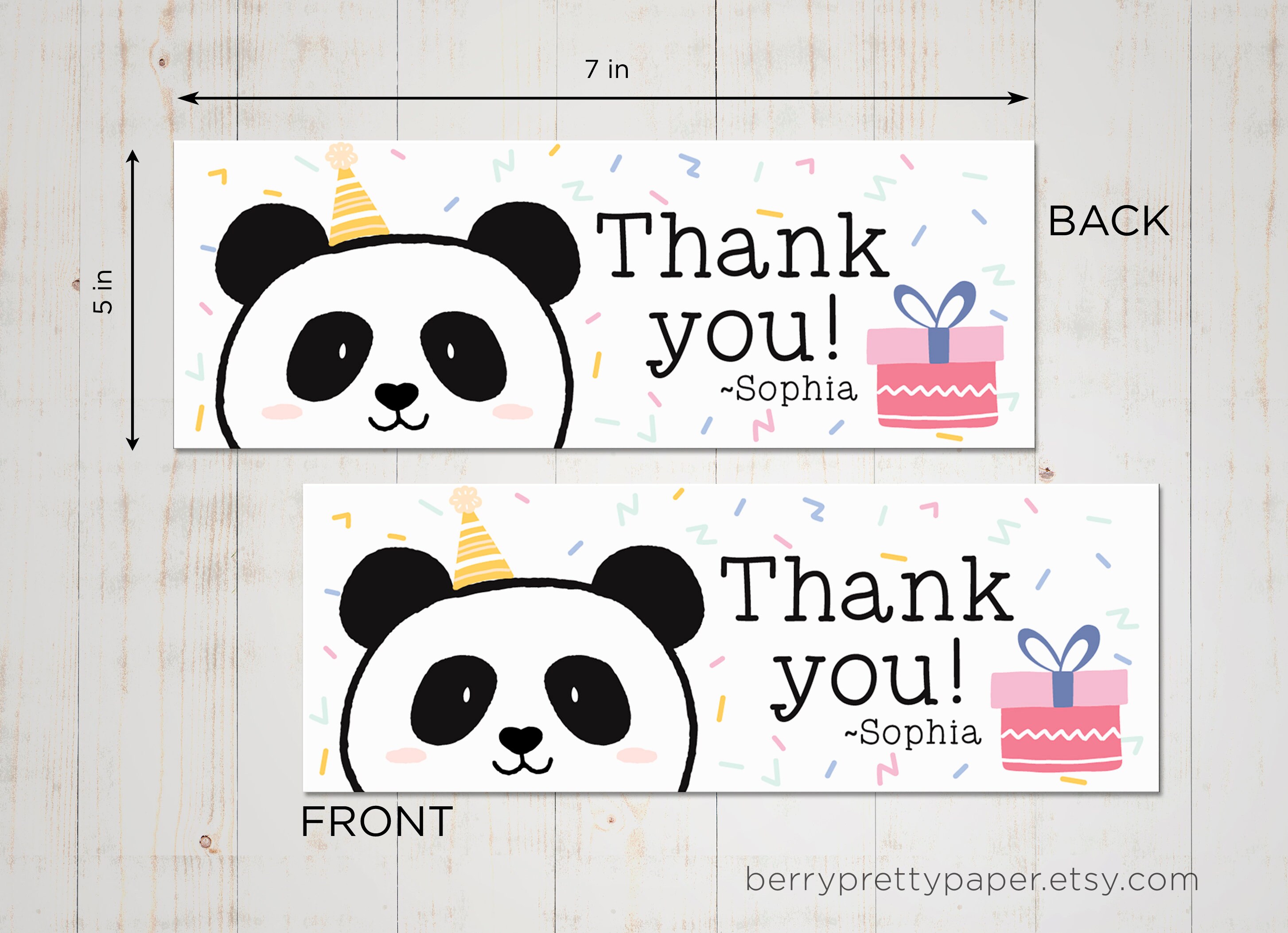 Panda Treat Bag Topper, Panda Thank You Topper for Girl Party ...