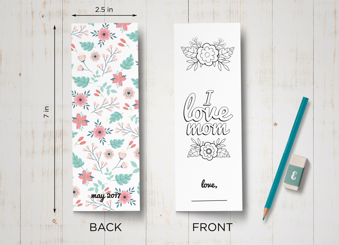 Printable Mothers Day Card, I Love Mom Printable DIY Coloring Card ...