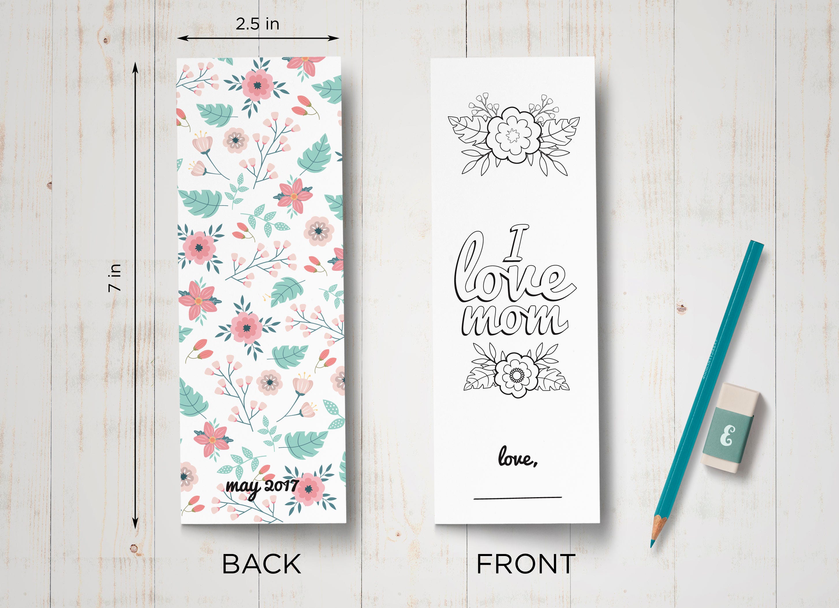 Printable Mothers Day Card, I Love Mom Printable DIY Coloring Card ...