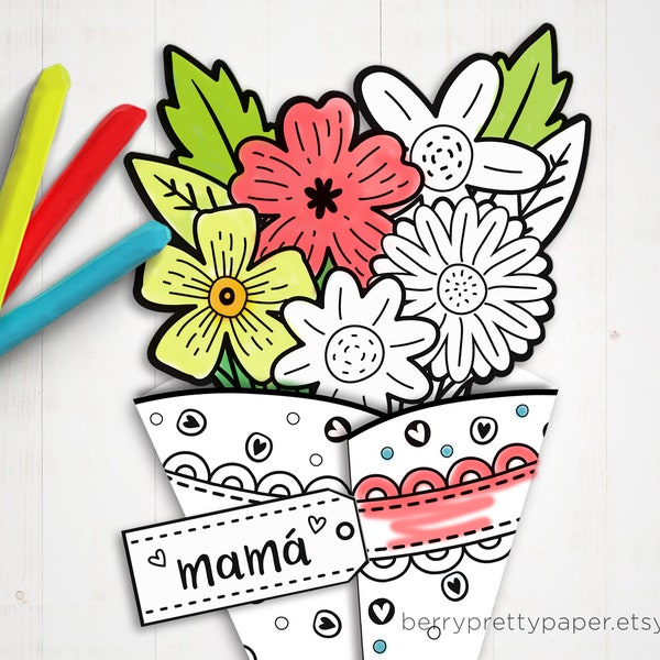 Tarjeta para mamá con flor - Etsy México