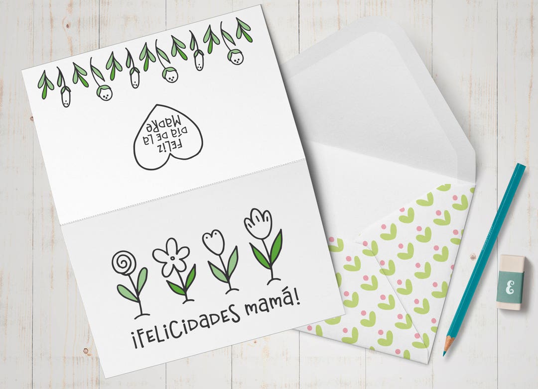 Dia De Las Madres Printable Card, Spanish Mothers Day Card, Set of ...