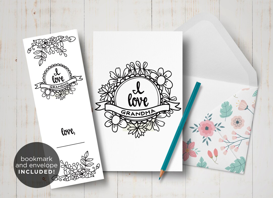 Grandma Mothers Day Printable Card, I Love Grandma Card, Craft for ...