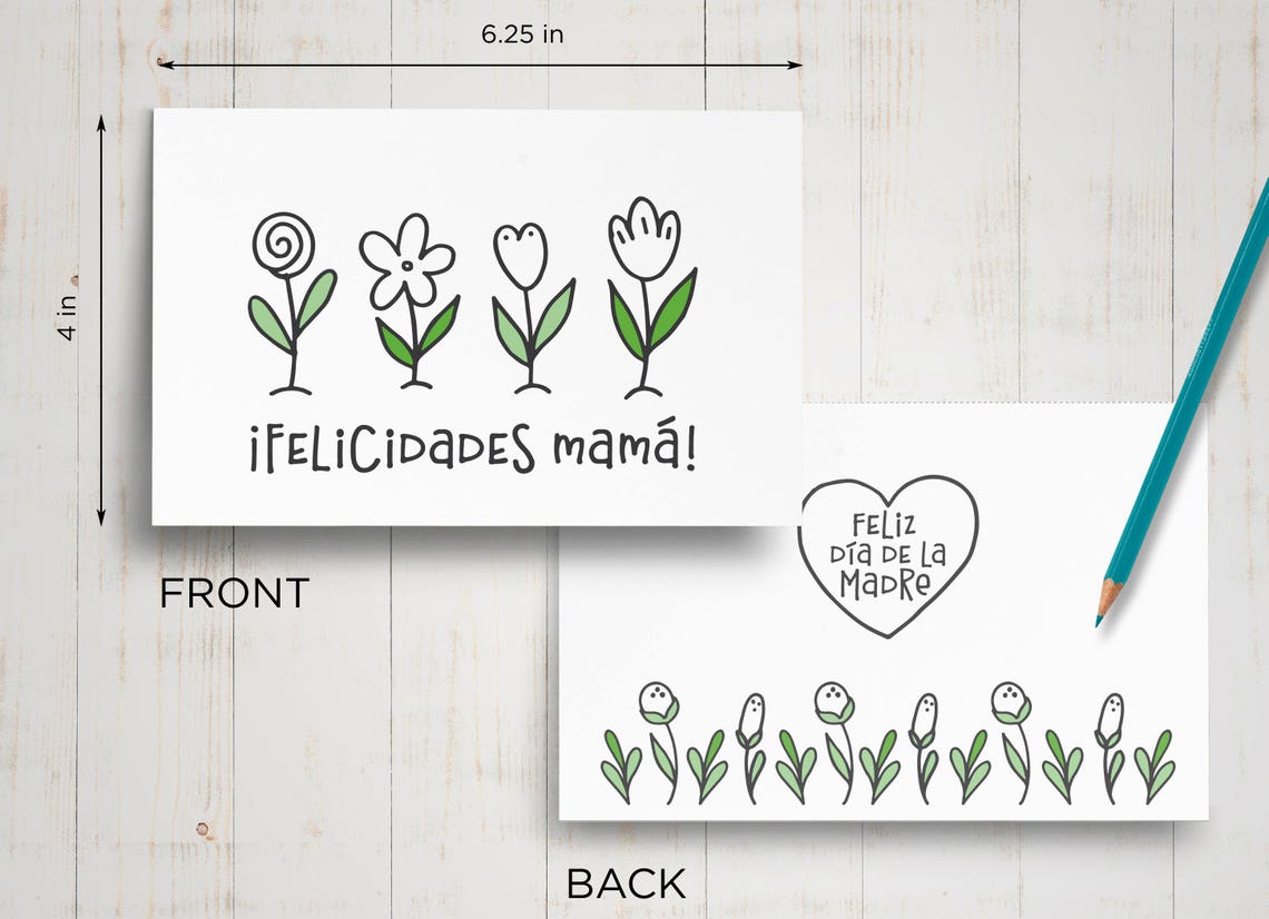 Dia De Las Madres Printable Card, Spanish Mothers Day Card, Set of ...