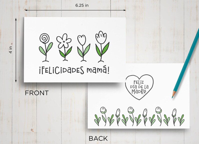 Dia De Las Madres Printable Card, Spanish Mothers Day Card, Set of ...
