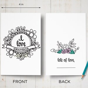 Grandma Mothers Day Printable Card, I Love Grandma Card, Craft for ...