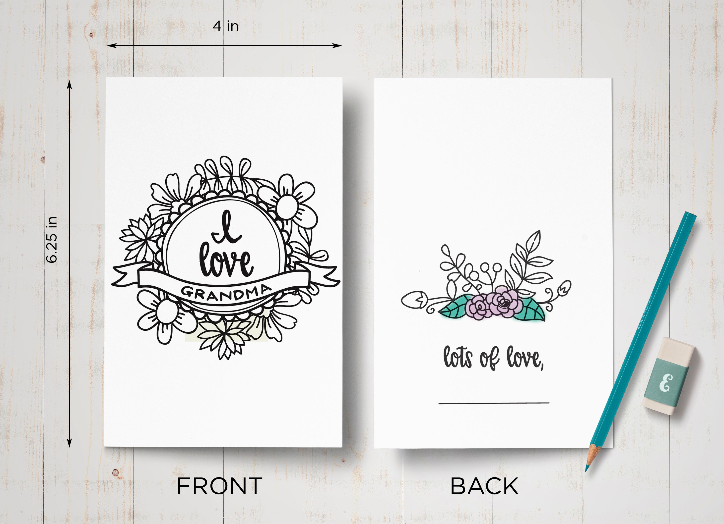 Grandma Mothers Day Printable Card, I Love Grandma Card, Craft for ...