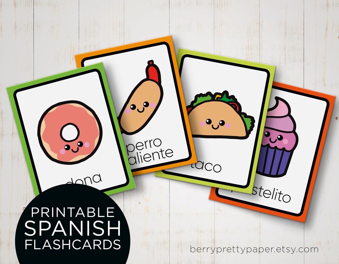 Spanish Food Flashcards for Kids - Learn Spanish Flash Cards for ...
