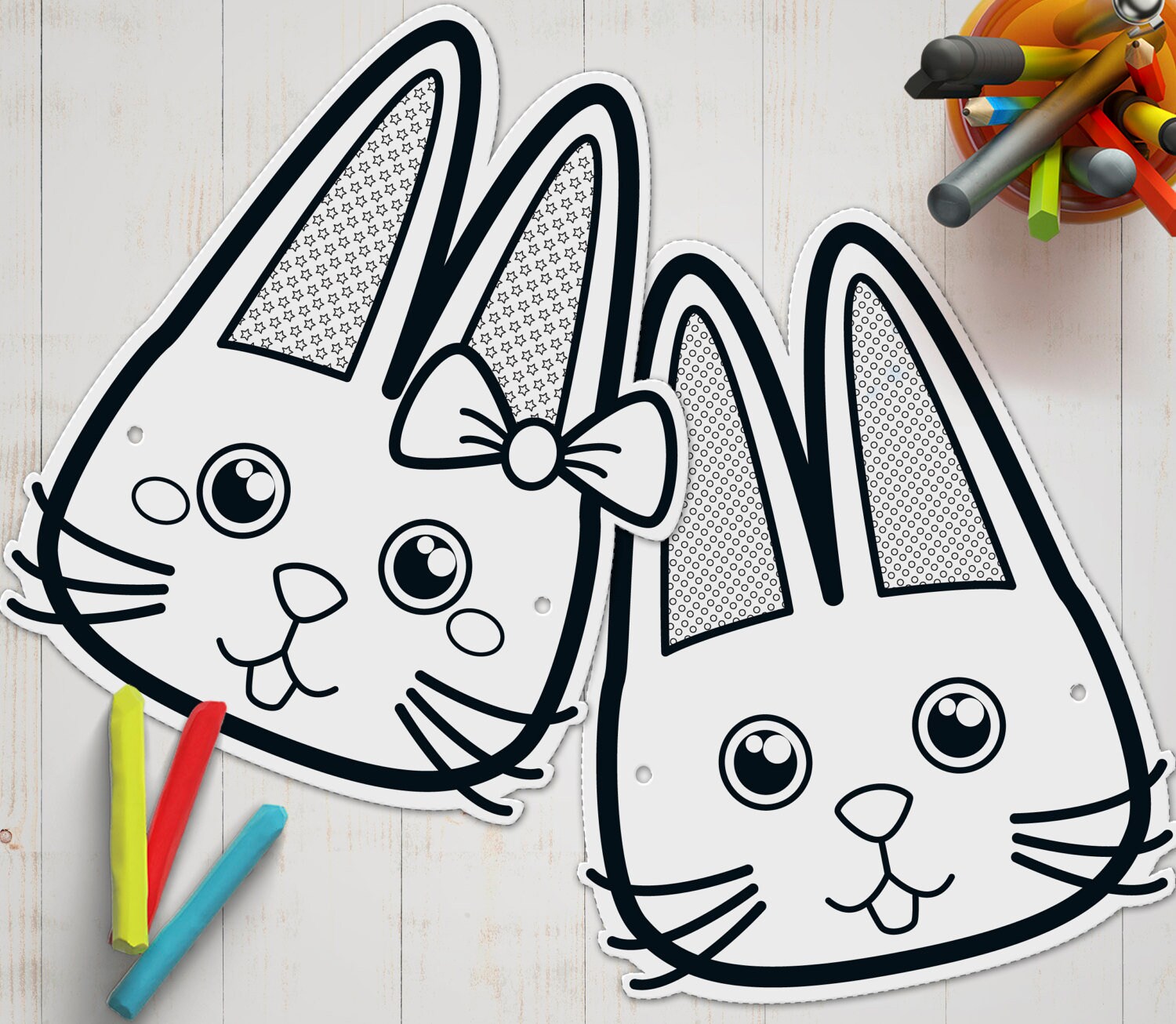 Rabbit Mask Easter Printable, Coloring Easter Bunny Mask, Easter Diy ...