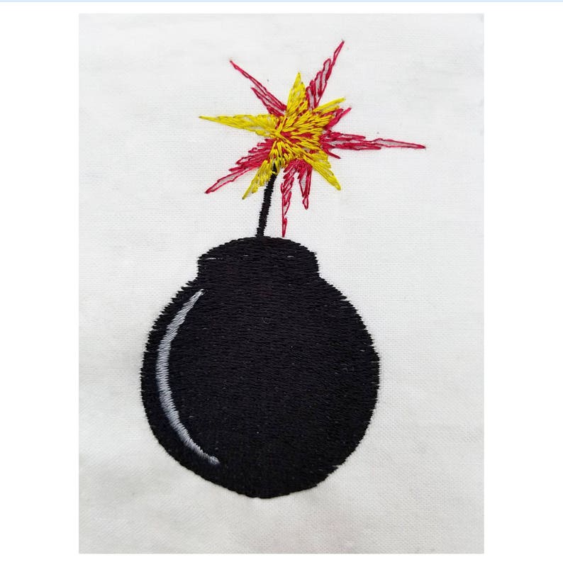 Bomb Machine Embroidery - Stickdatei Bombe, Comic Book Embroidery ...