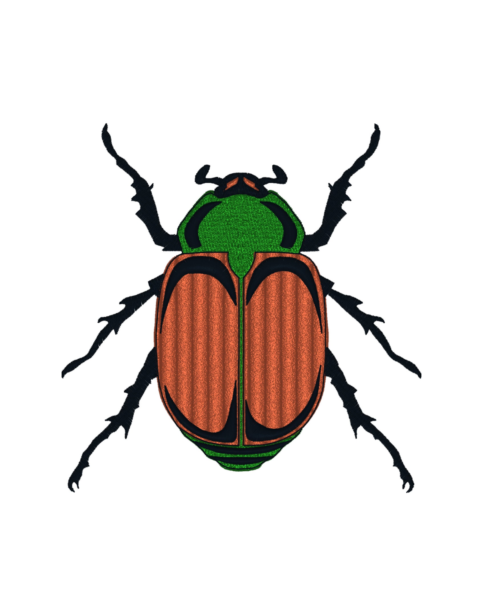Beetle Insect Embroidery Design, Reaslistic Anatomical Beetle ...