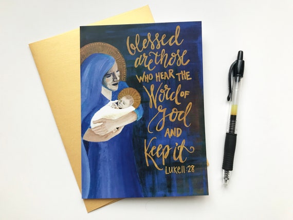 Blessed Mother Marian Folded Card Greeting Card Christmas Card | Etsy