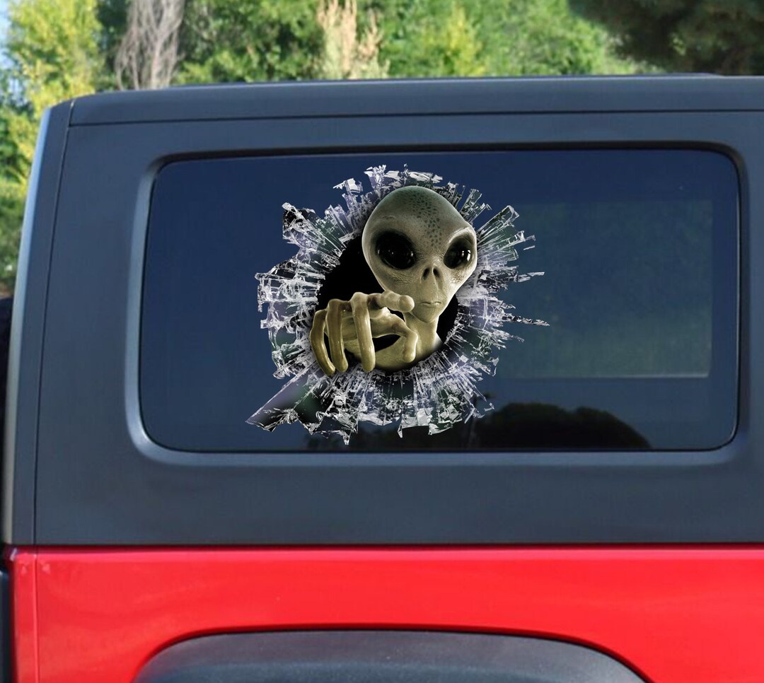 Alien Window Decal, Alien Sticker, Funny Alien Car Decal - Etsy