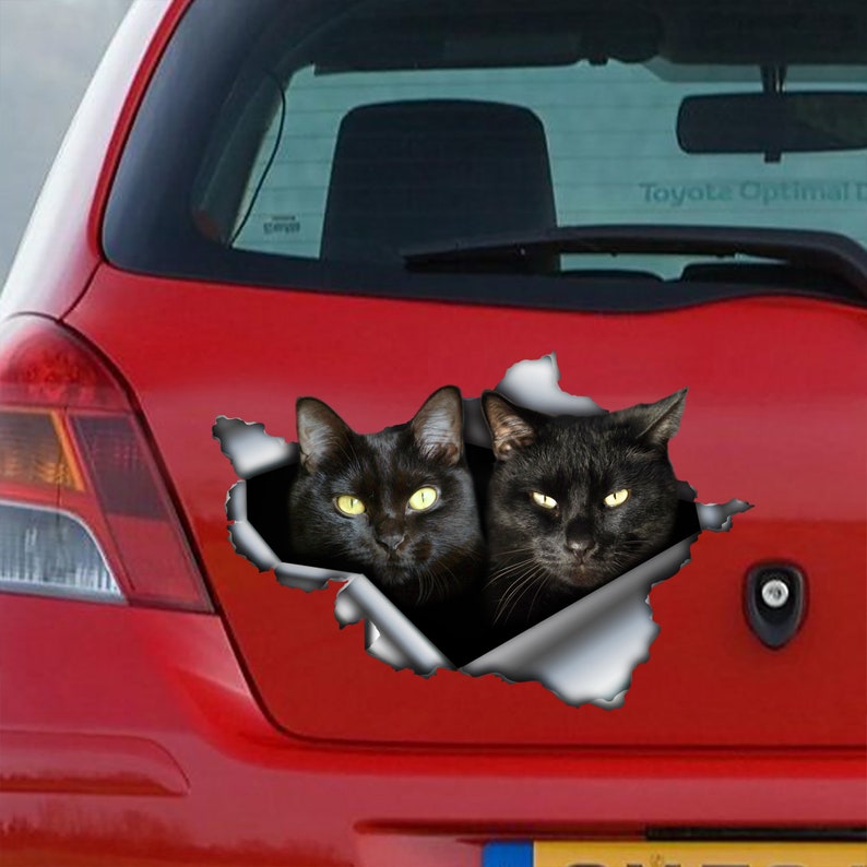Zwarte katten auto sticker, Zwarte kat magneet, zwarte kat sticker, kat ...