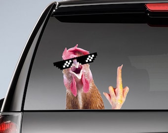 Chicken Window Decal Chicken Car Decal Funny Chicken Sticker - Etsy ...