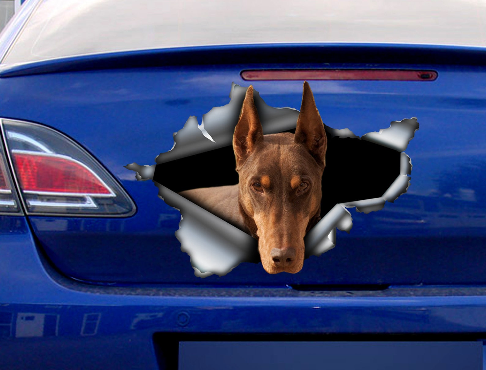 Red Dobbie Car Sticker, Red Doberman Decal, Doberman Magnet, Dog ...