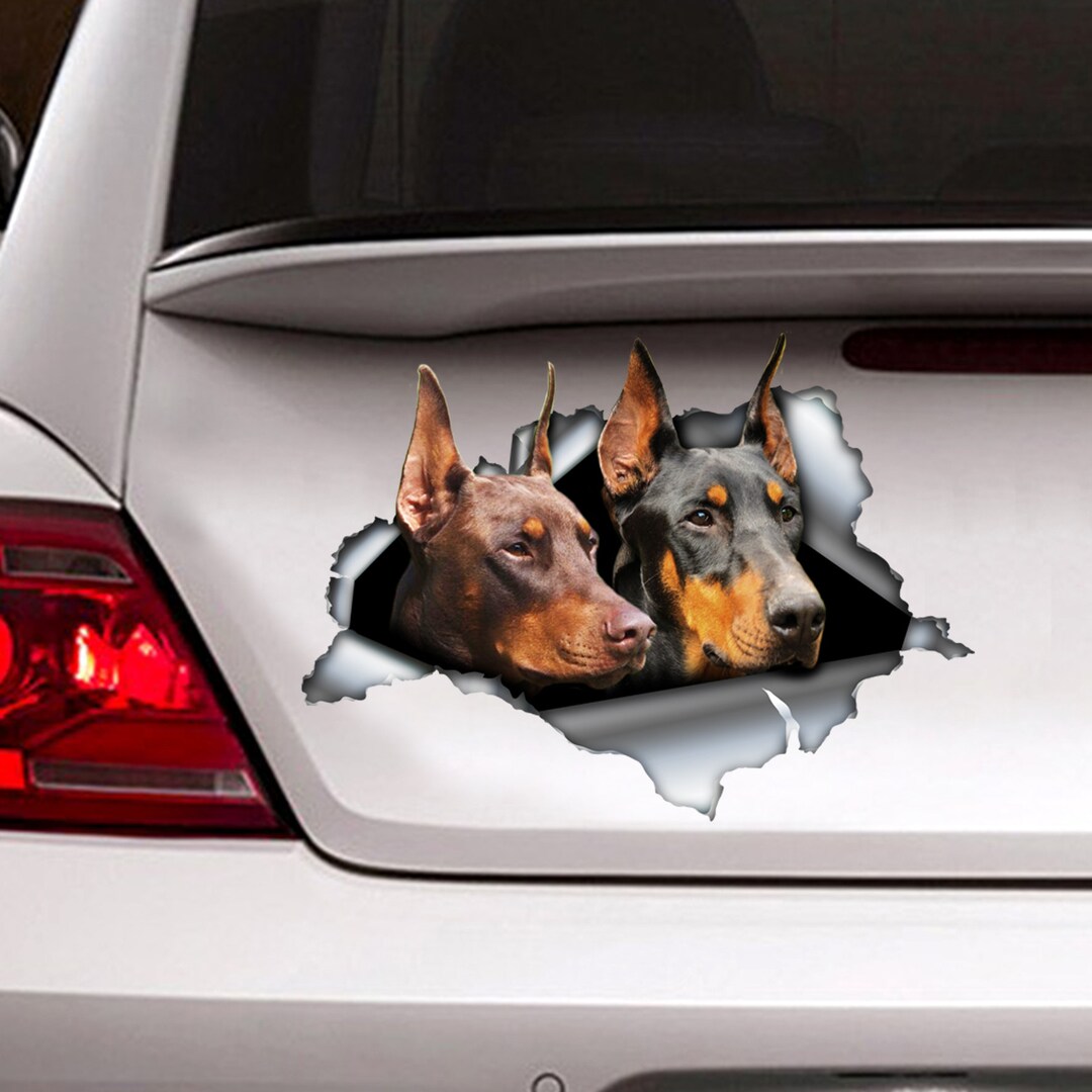 Black and Red Doberman Car Sticker, Doberman Decal, Doberman Magnet ...