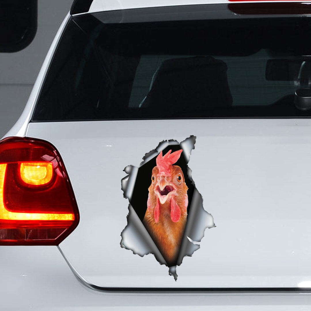 Red Chicken Car Decal, Chicken Magnet, Chicken Car Sticker, Farm Decal ...