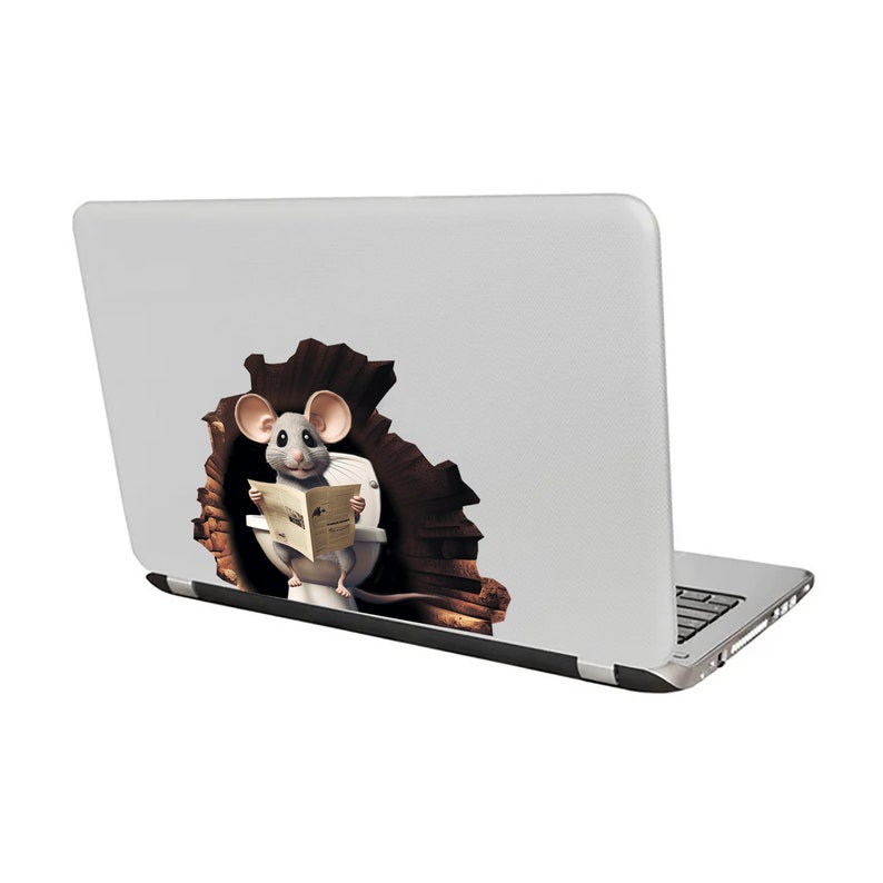 Mouse Sticker, Mouse Magnet, Mice Wall Decal, Mouse Sitting on Toilet ...