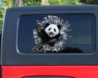 Cute Panda Wall Car Decal Sticker / Black White Kawaii Cartoon Panda ...