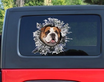 Bulldog on Board Car Window Sticker British English Bully Dog Sign ...