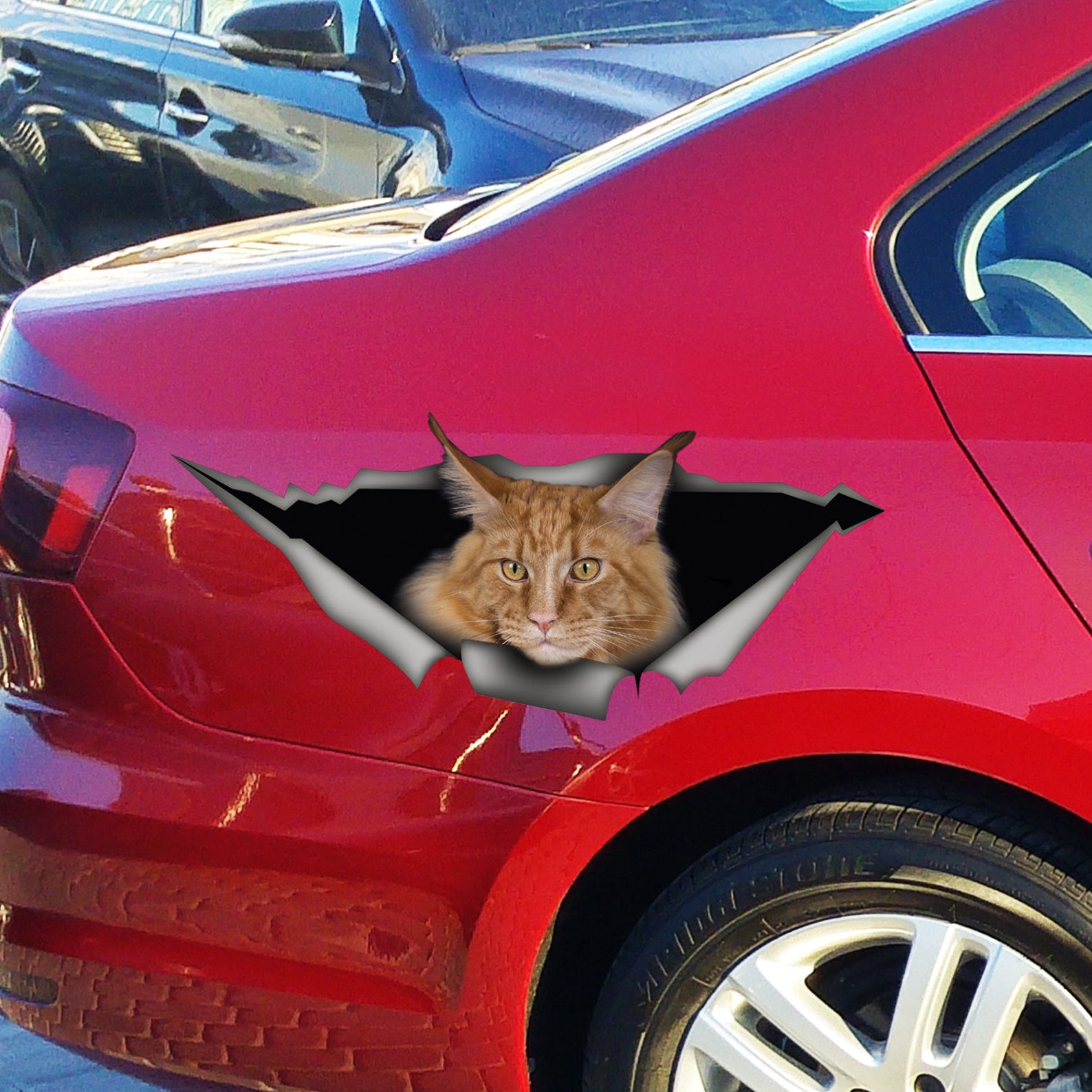 Red Maine Coon Car Decal Funny Sticker Red Maine Coon Car - Etsy