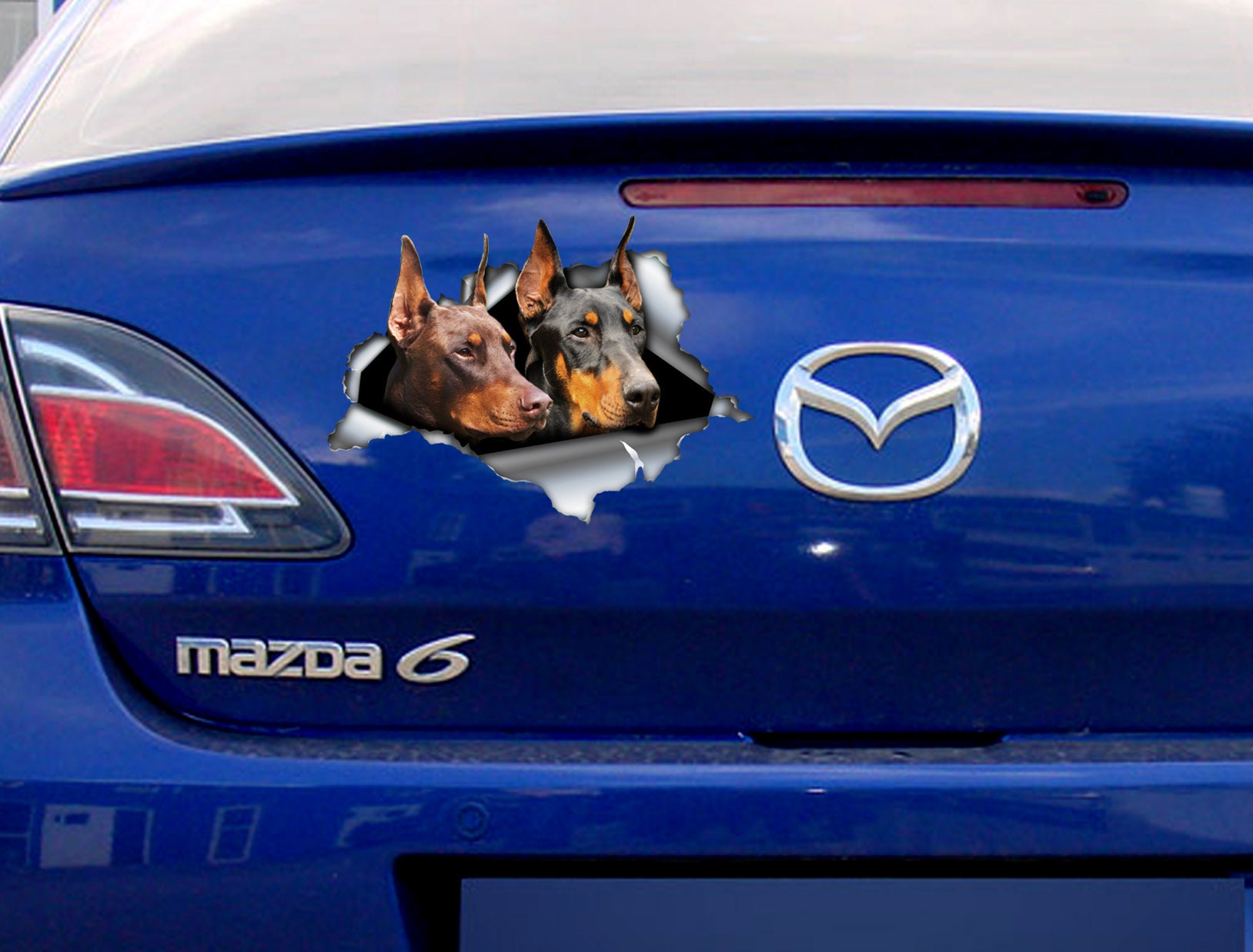 Black and Red Doberman Car Sticker, Doberman Decal, Doberman Magnet ...