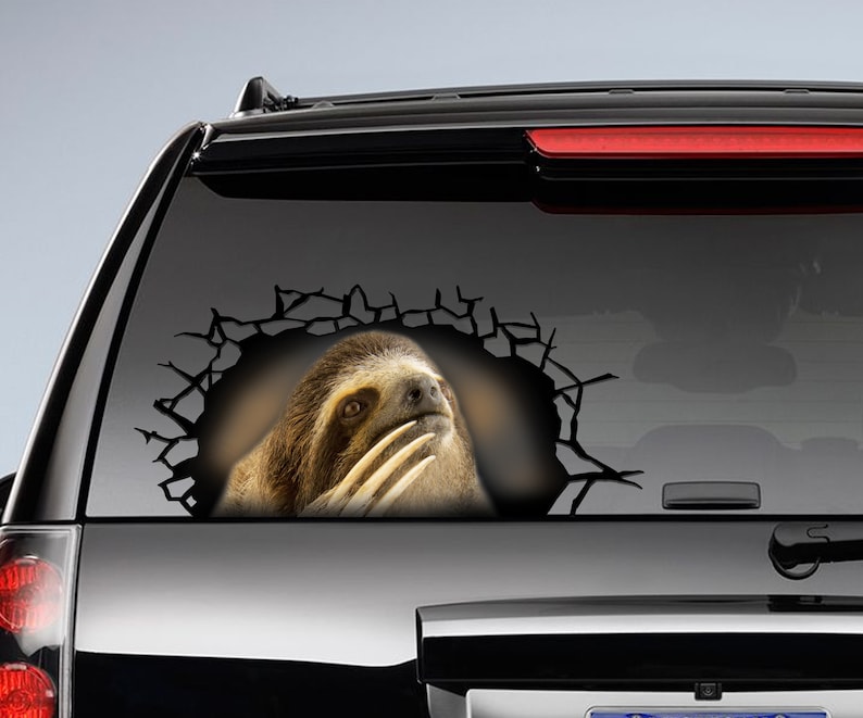 Sloth 3D Sticker Cracked Window Decal Funny Sloth Decal - Etsy