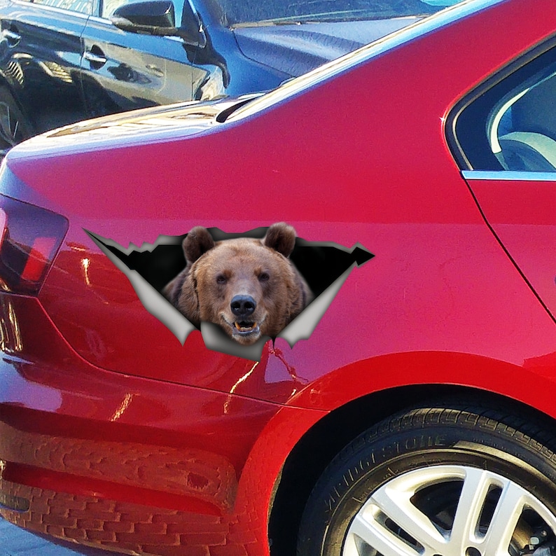 Grizzly Car Sticker Grizzly Car Decal Brown Bear - Etsy