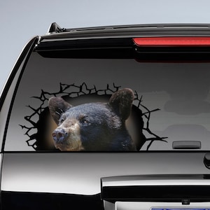 Black Bear 3D Sticker, Cracked Window Decal , Black Bear Decal - Etsy