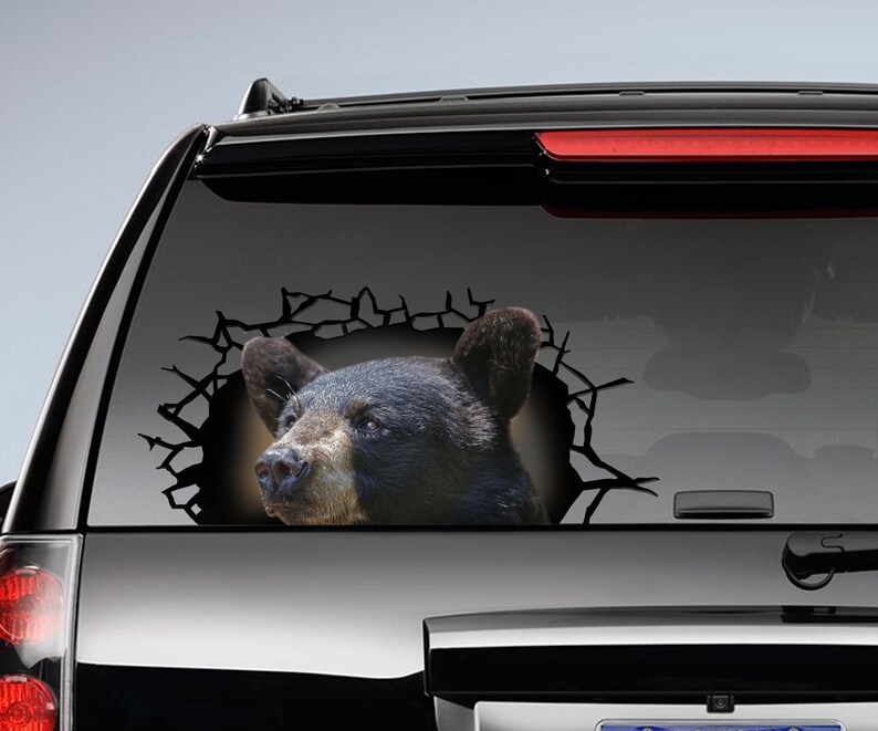 Black Bear 3D Sticker Cracked Window Decal Black Bear Decal - Etsy