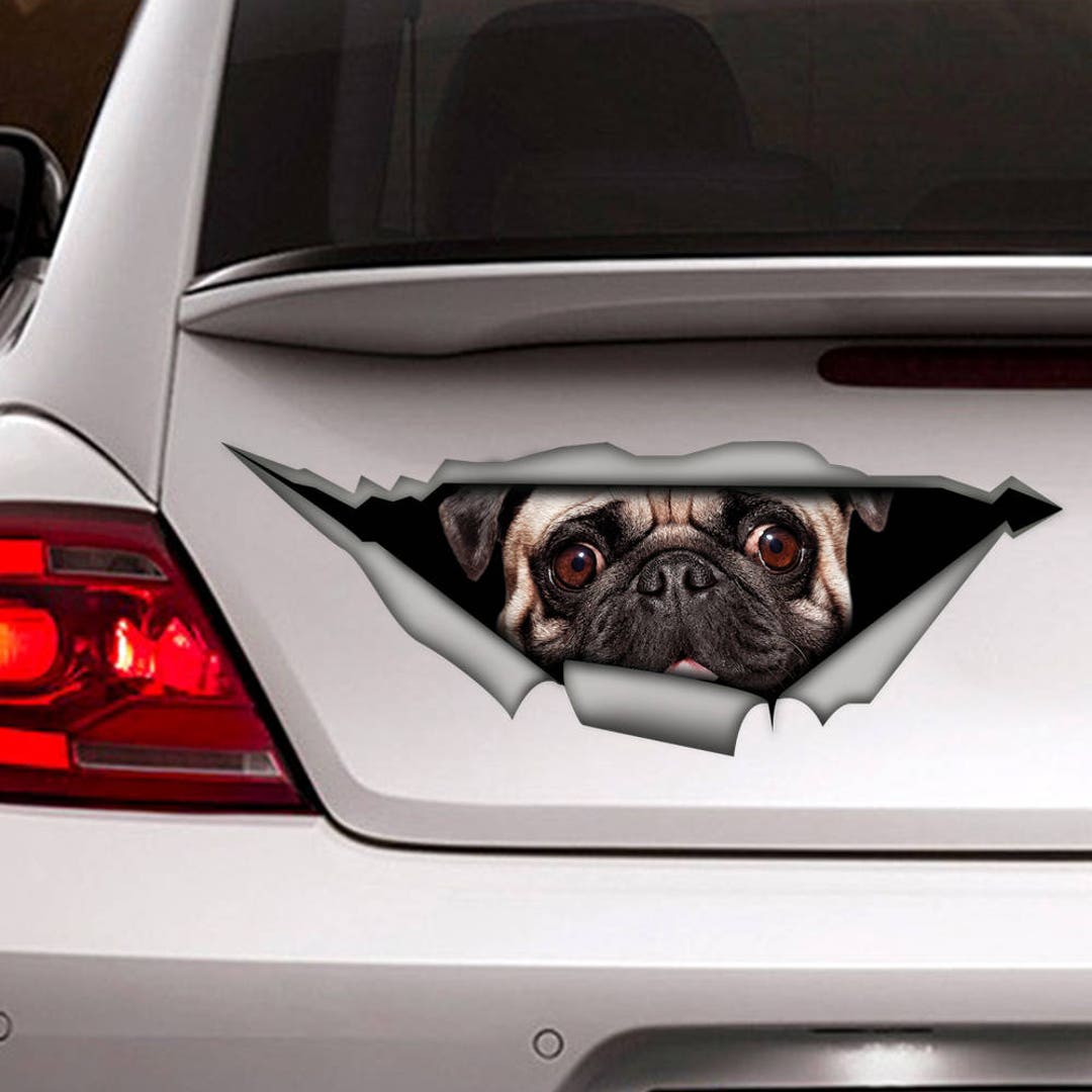 Pug Car Decal, Pug Magnet, Car Decoration, Pet Decal, Dog Sticker, Dog ...