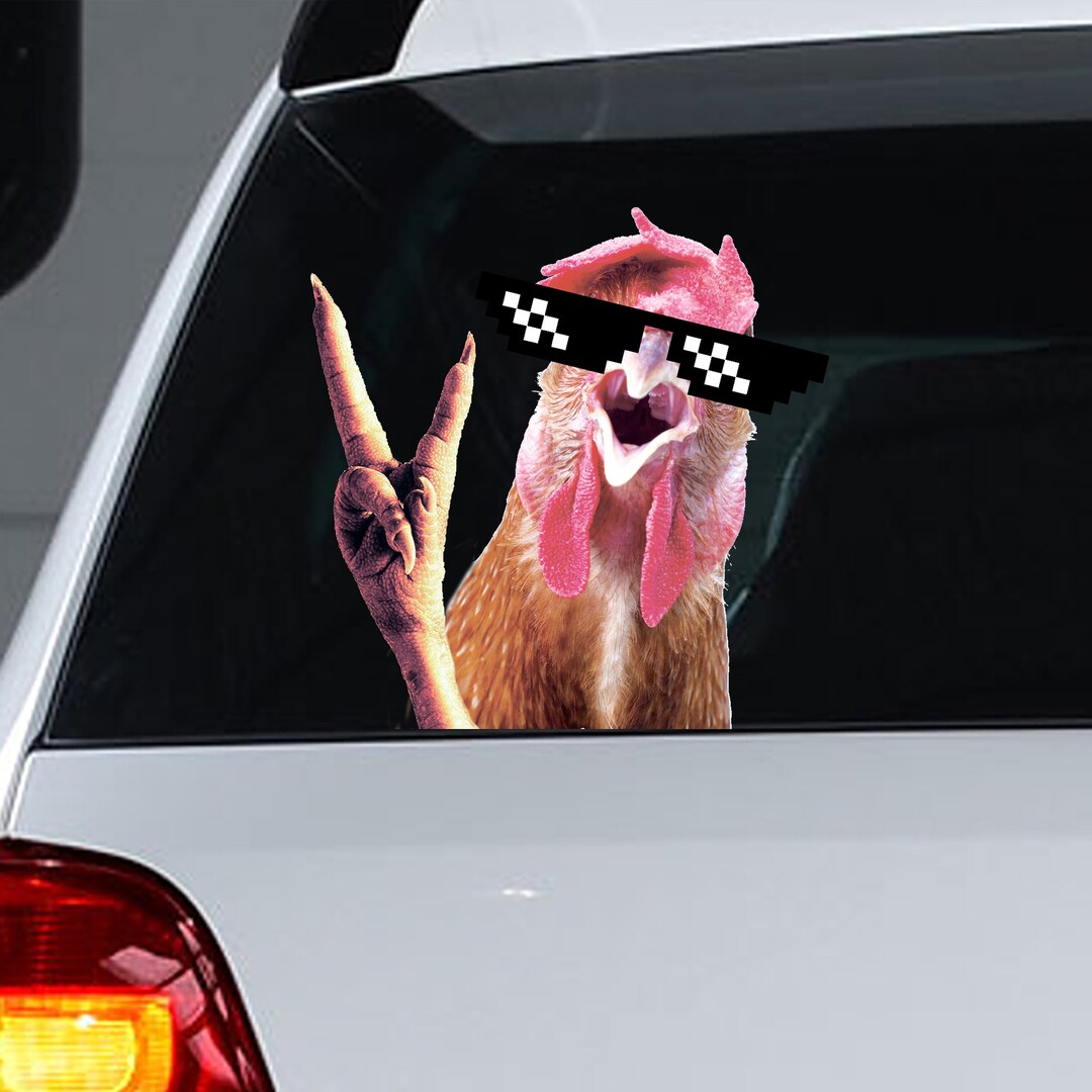 Peace Sign Chicken Decal, Peace Symbol Chicken Sticker, Chicken Magnet ...