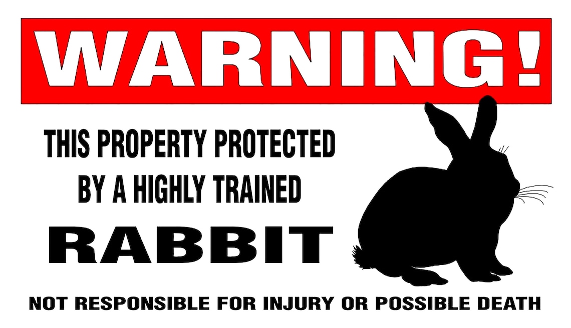 Warning Rabbit Sticker 4x8 Inch Rabbit Decal Funny Sticker | Etsy