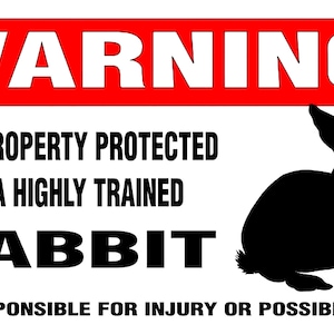 Warning Rabbit Sticker 4x8 Inch , Rabbit Decal, Funny Sticker - Etsy