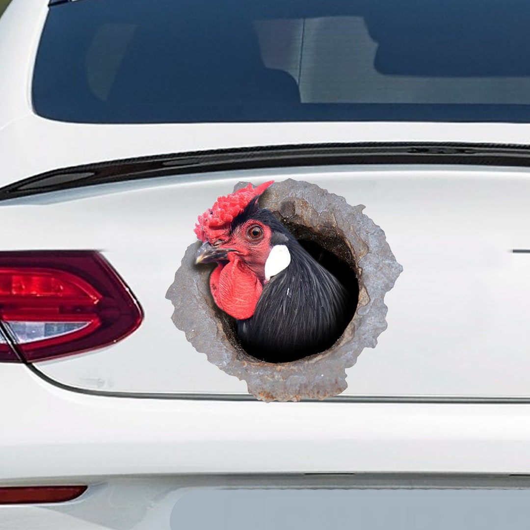 Black Rooster Car Decal , Rooster Magnet, Funny Rooster Car Sticker ...