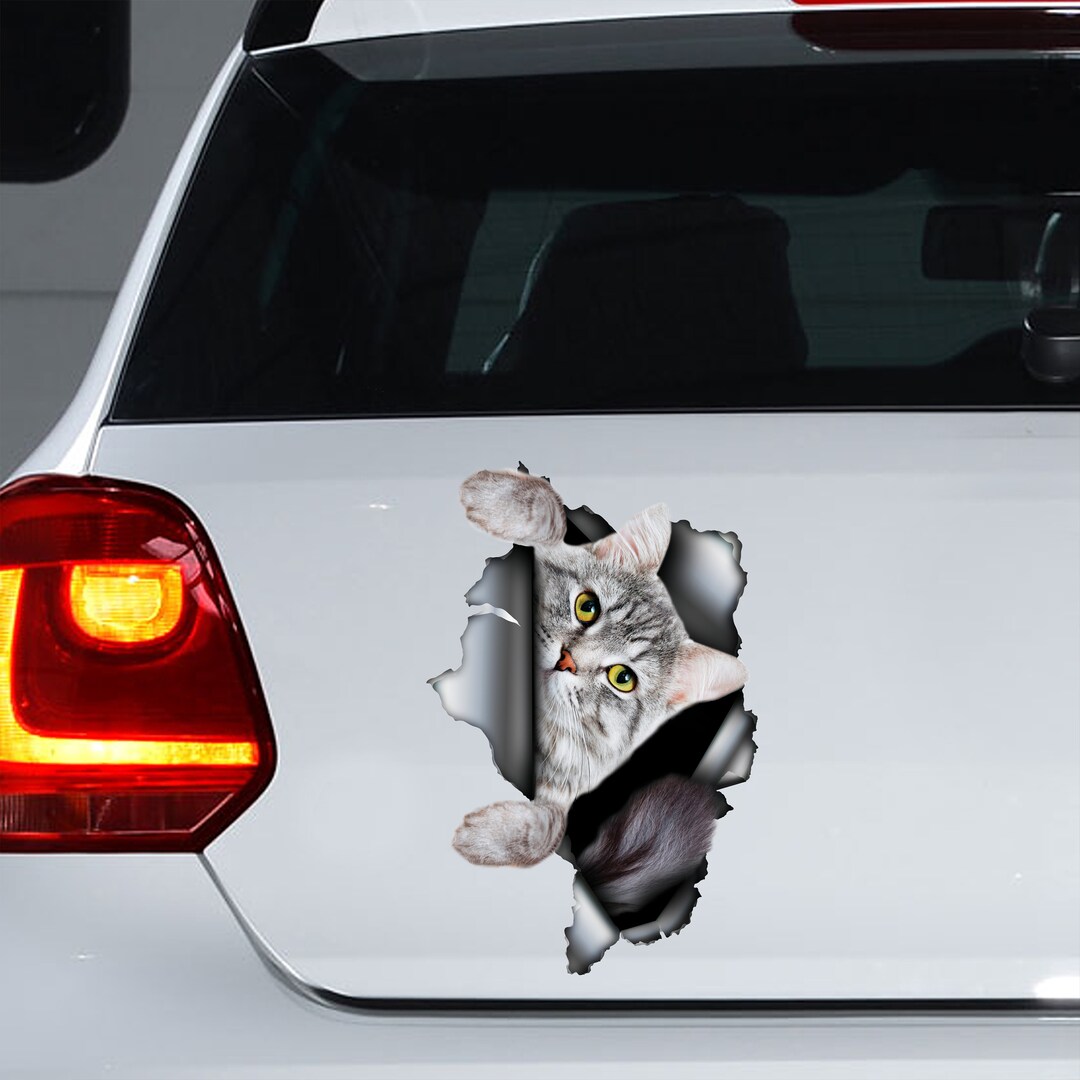 Gray Tabby Cat Decal , Gray Tabby Cat Magnet, Gray Tabby Cat Sticker ...