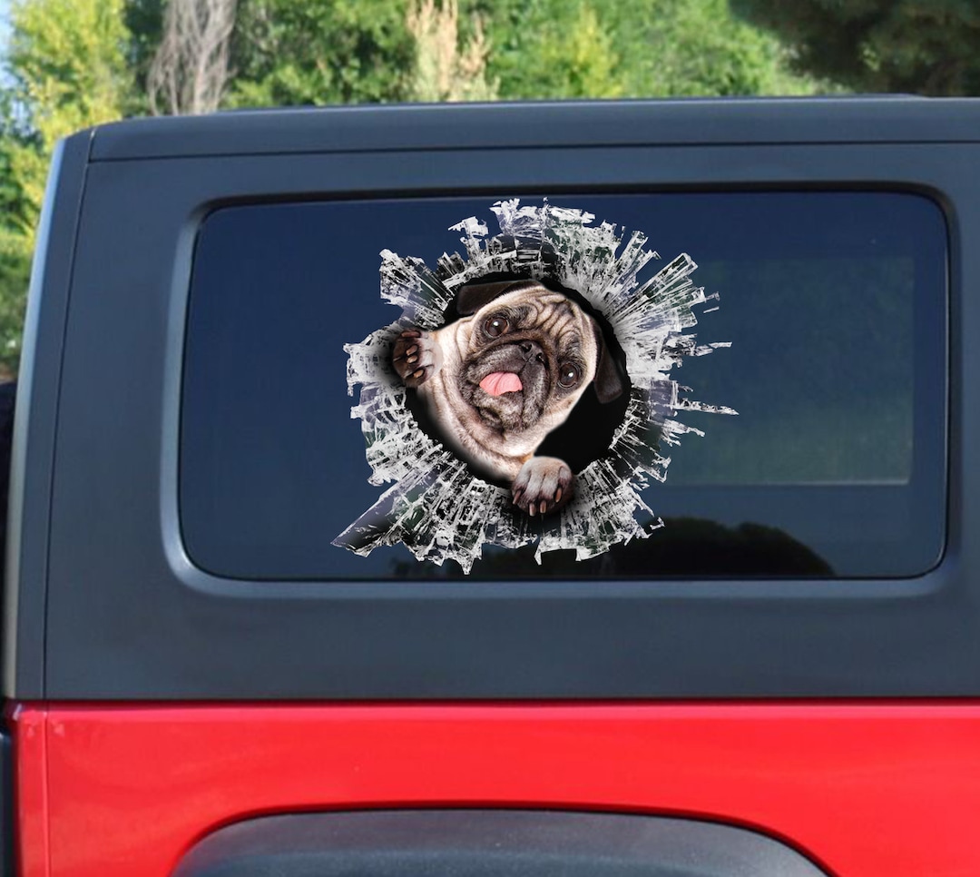 Pug Window Sticker Car Sticker Window Pug Decal Funny Pug - Etsy