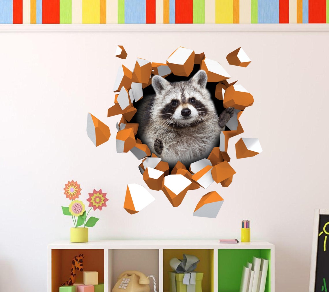 Raccoon Wall Decal Raccoon Decal Raccoon Wall Decoration - Etsy