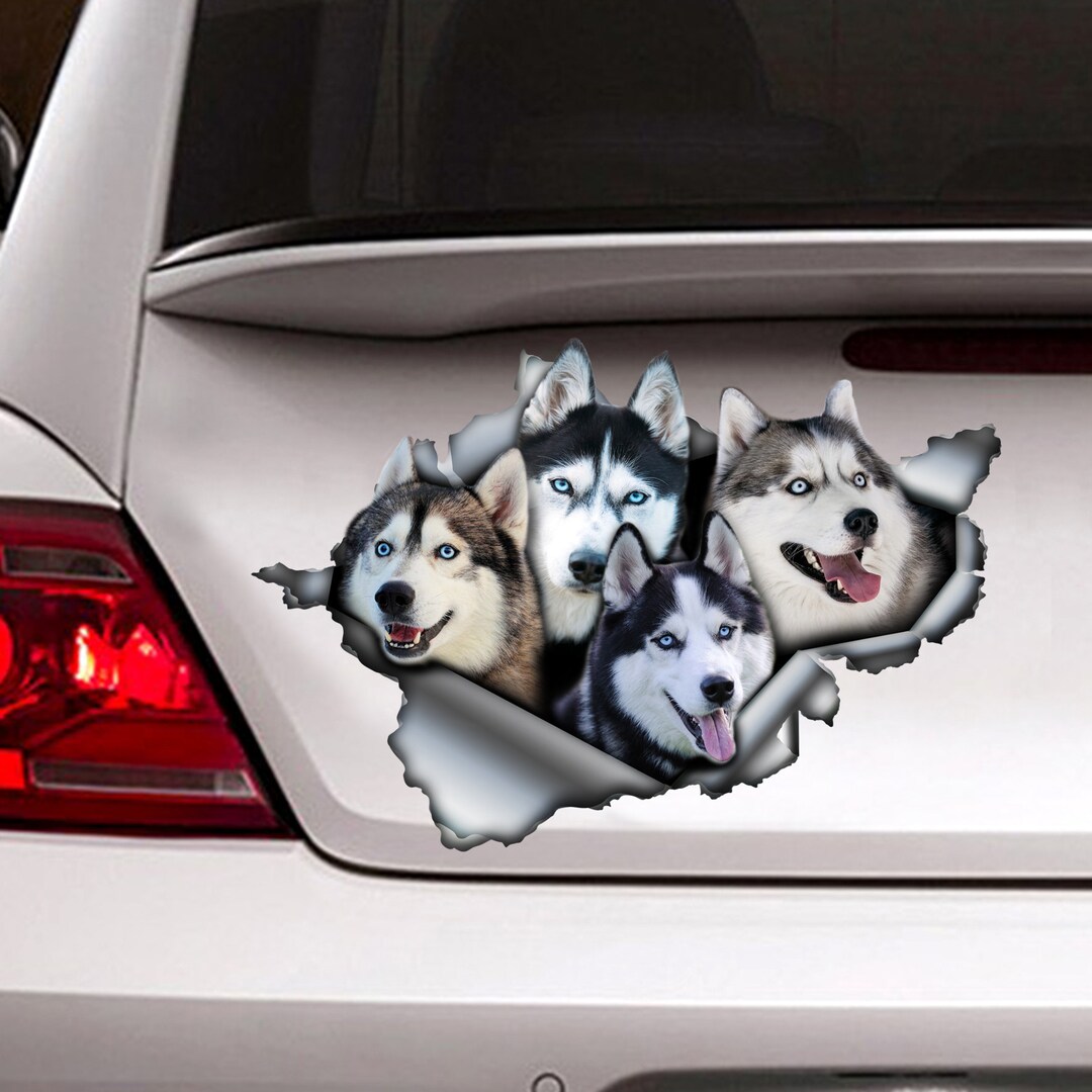 Huskies Car Decal , Husky Magnet, Car Decoration, Car Sticker , Huskies ...