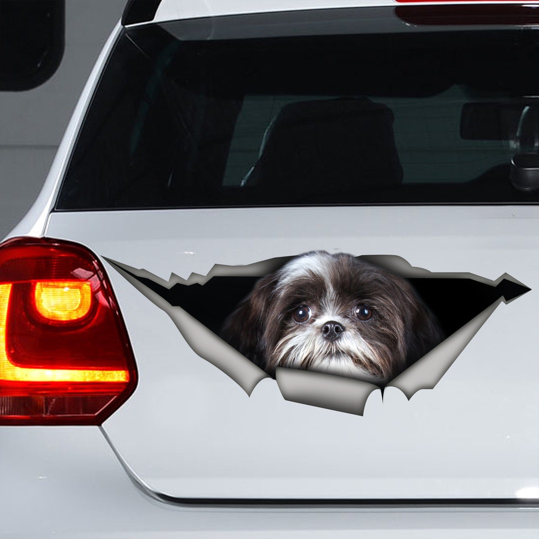 Shih Tzu Car Decal , Black and White Shih Tzu Sticker, Shih Tzu Magnet ...